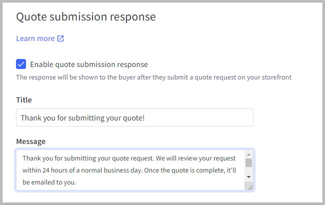 B2B Edition Settings
